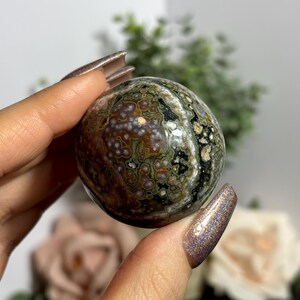 Orbicular Ocean Jasper Pebble Large Tumbled Stone Ocean Jasper Crystal ...