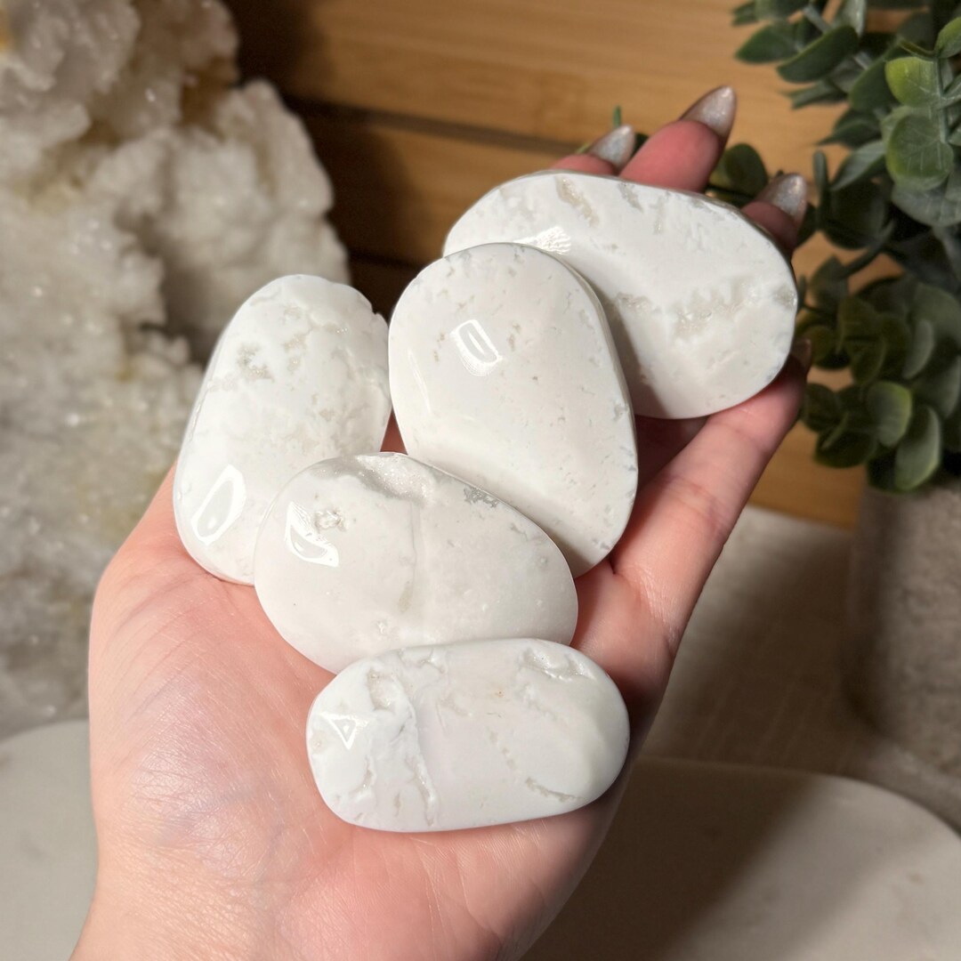 White Snow Agate Palm Stone Pick Your Own Druzy Snow Agate Crystal Palm ...