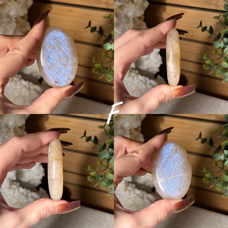 Flashy Moonstone Palm Stone Pick Your Own Moonstone Crystal With Blue ...