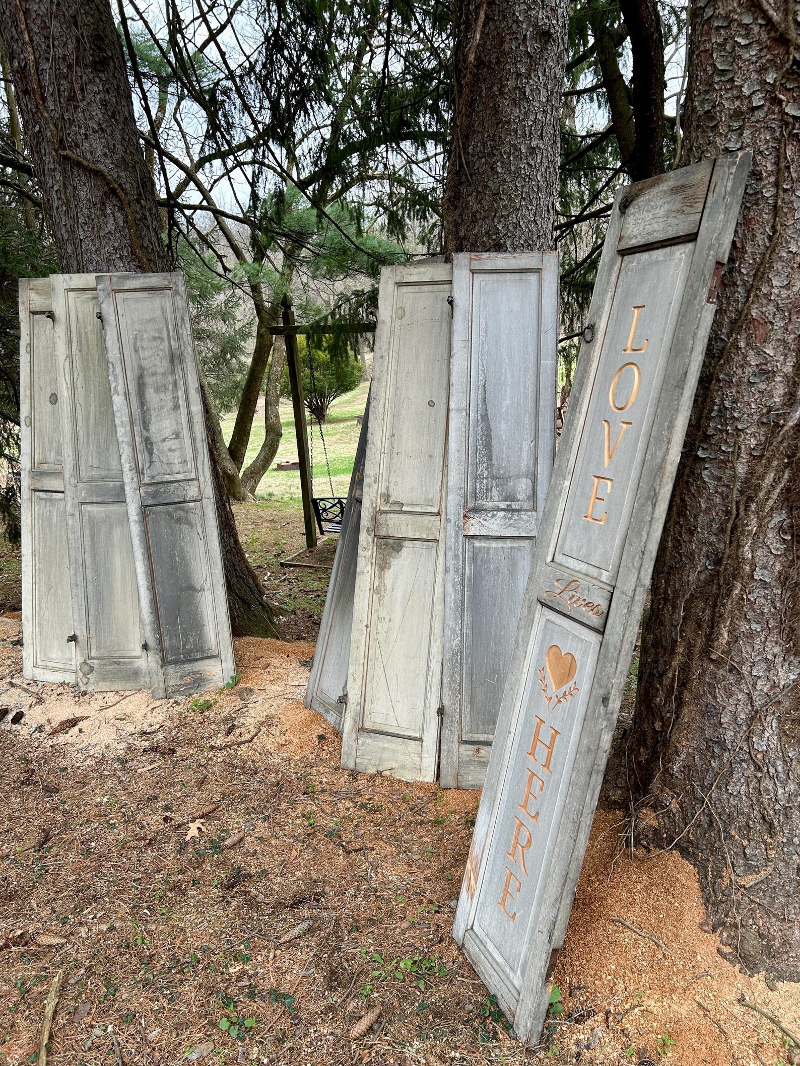 Antique Farmhouse Wood Shutters W/ Cast Iron Hinges – Custom CNC ...