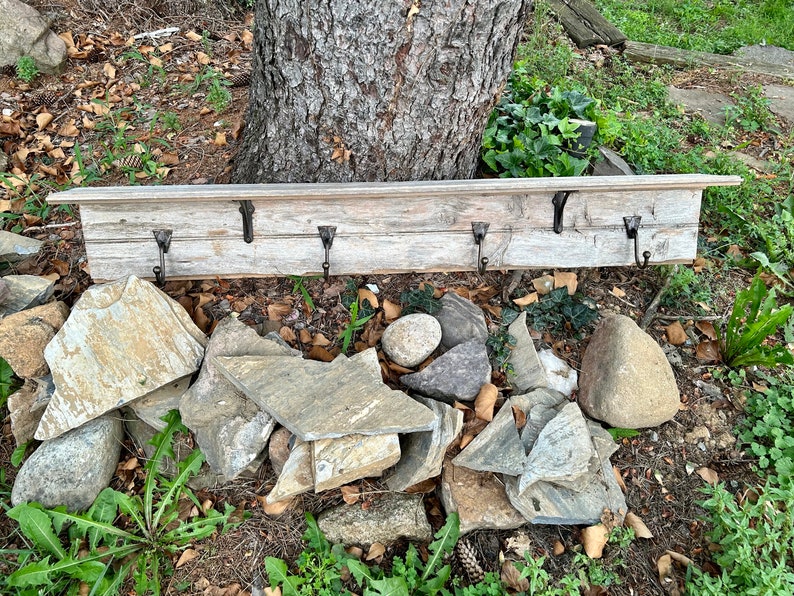 Reclaimed Barnwood Coat Hanger With Shelf Farmhouse Coat Rack Rustic ...