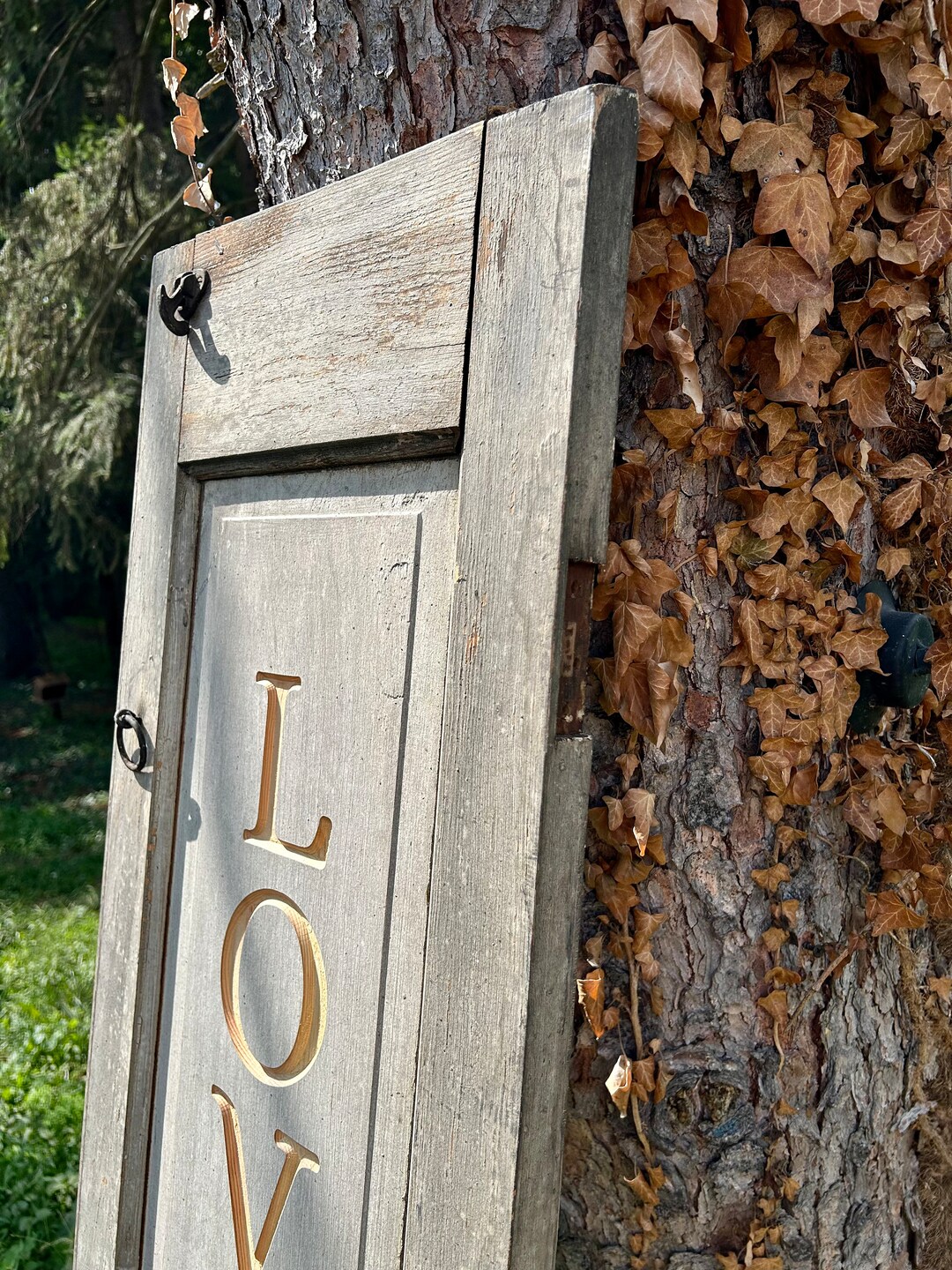 Rustic Reclaimed Wood Shutters: Carved Entrance Decor - Etsy