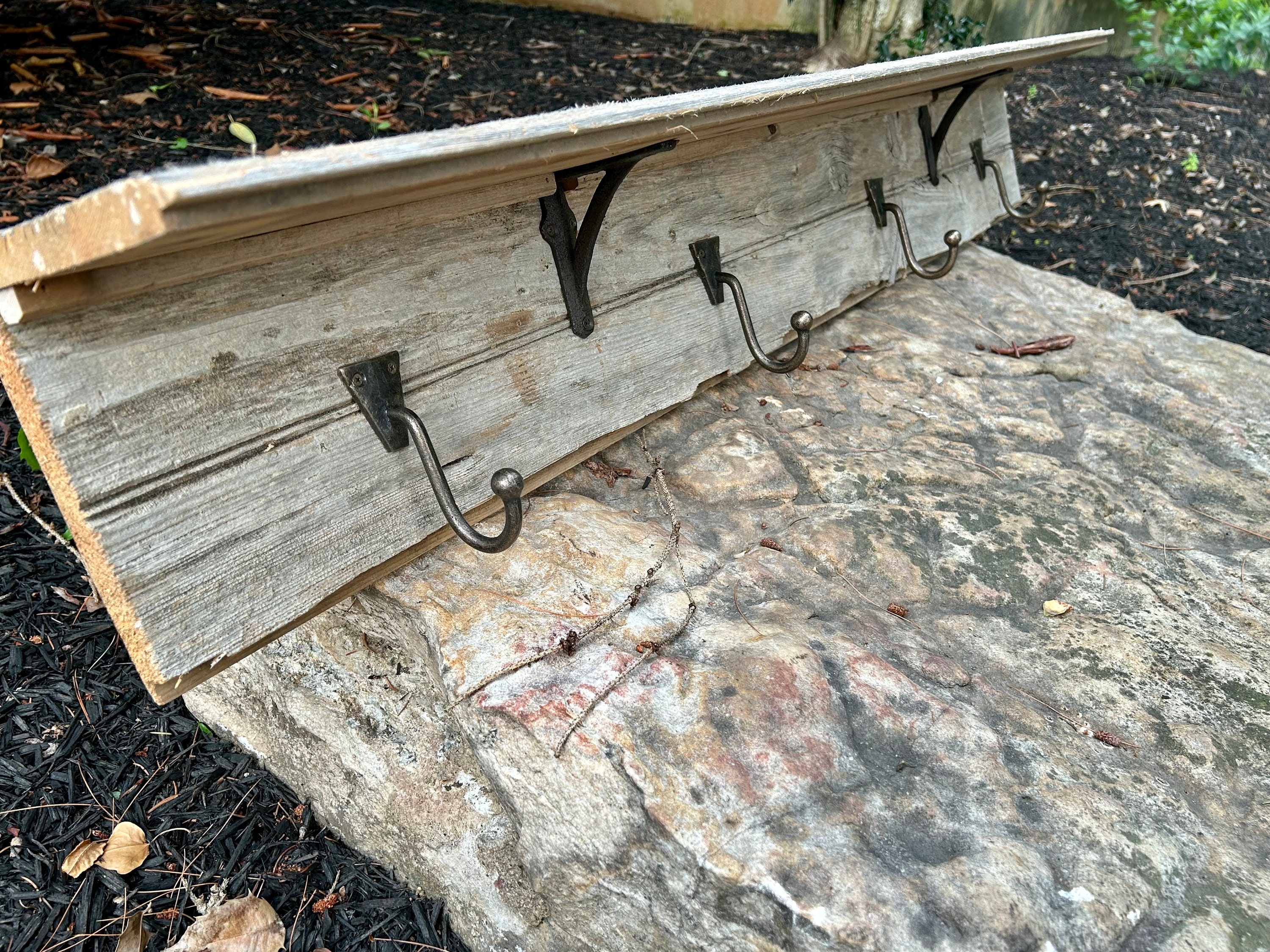 Reclaimed Barnwood Coat Hanger With Shelf | Farmhouse Coat Rack ...