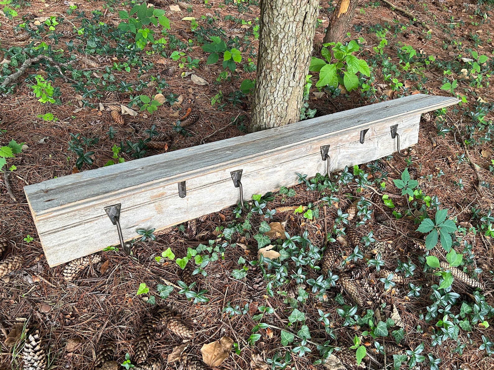 Reclaimed Barnwood Coat Hanger With Shelf | Farmhouse Coat Rack ...