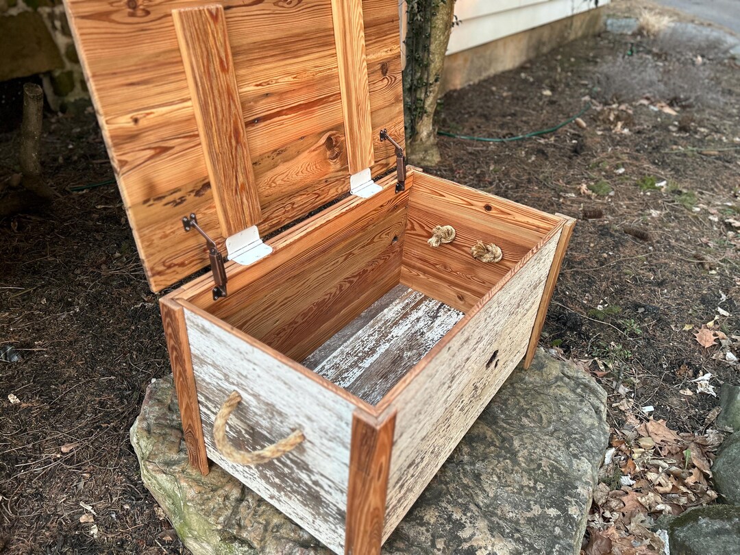 Handmade Rustic Barnwood Storage Chest: Farmhouse Blanket Box - Etsy