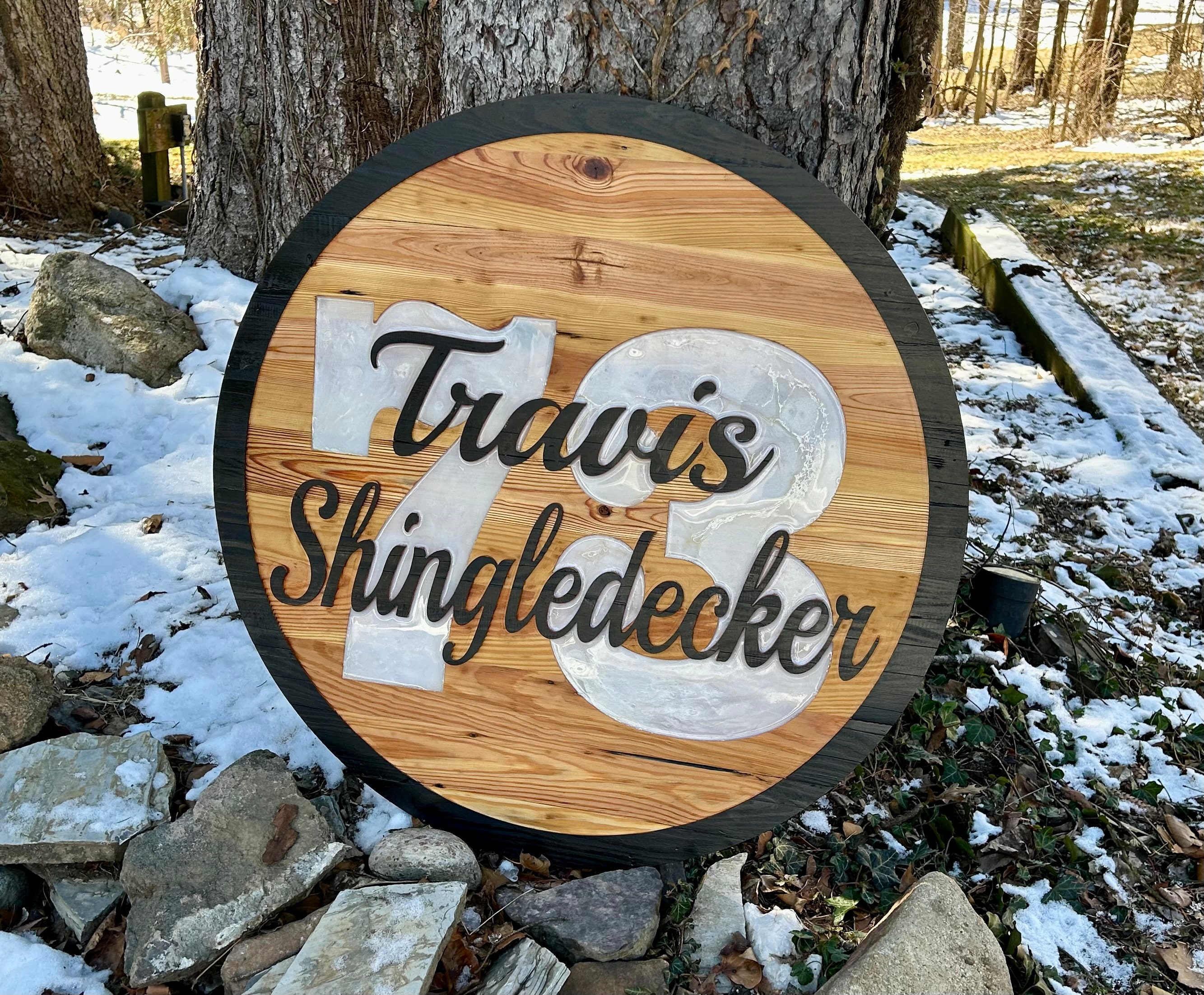 Big Wood Sign, Custom Name and Number, Epoxy Inlaid, Real Solid Wood ...