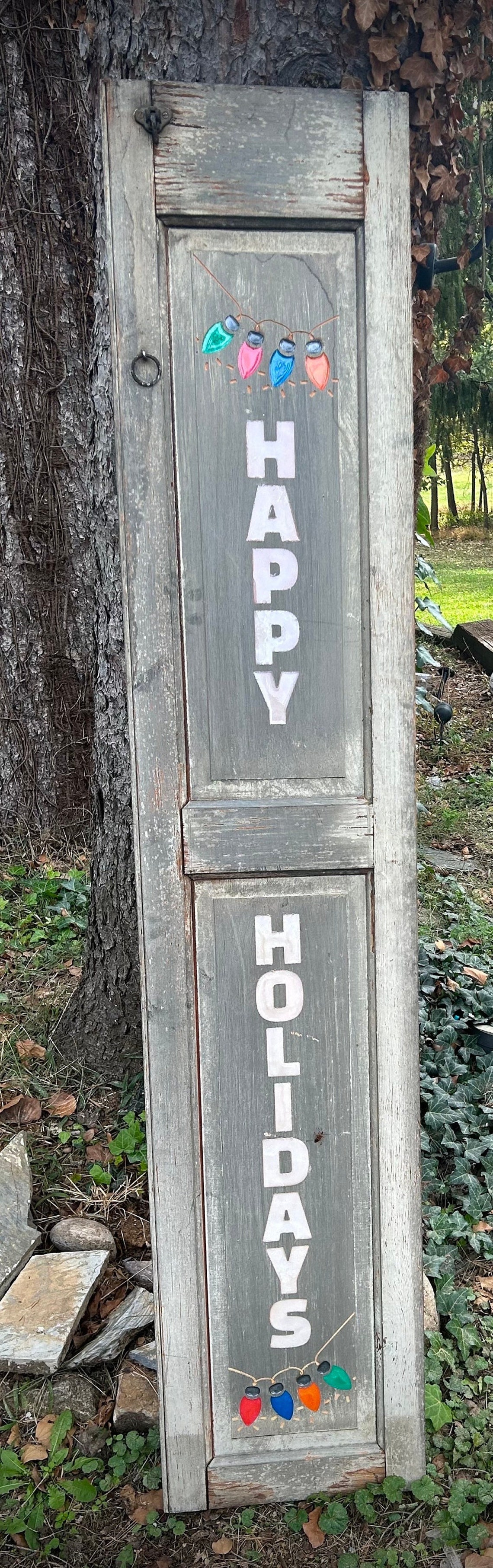 Authentic Wood Farmhouse Shutter Christmas Decorations Happy Holidays ...