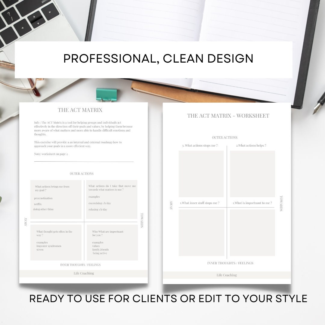 Act Matrix,act Worksheet,coaching Template,coaching Session,coaching ...