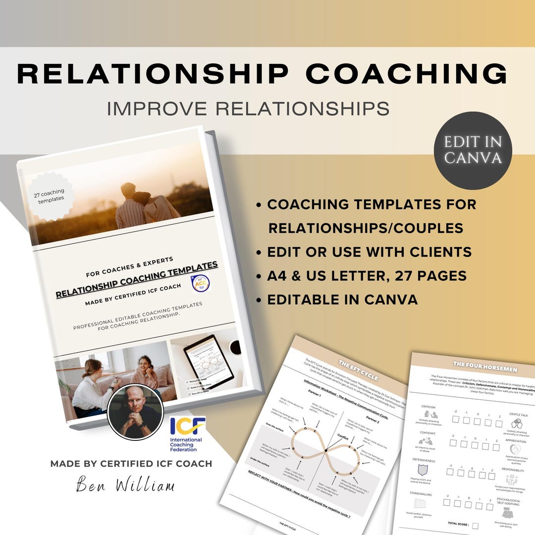 Couple Coaching Worksheet, Relationship Coaching Templates, Love ...