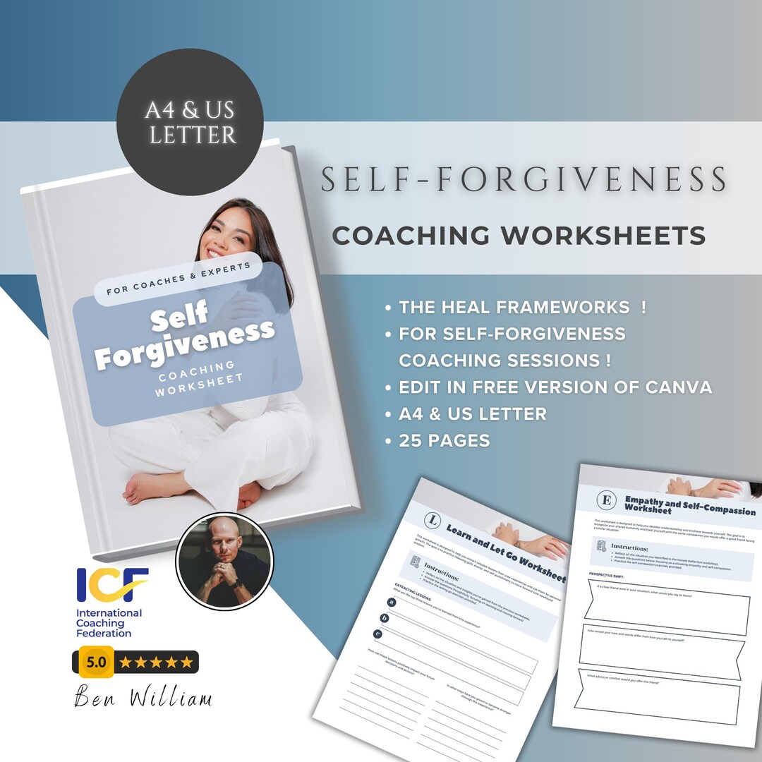 Self-forgiveness Workbook, Coaching Tools for Healing, Therapy Tools ...