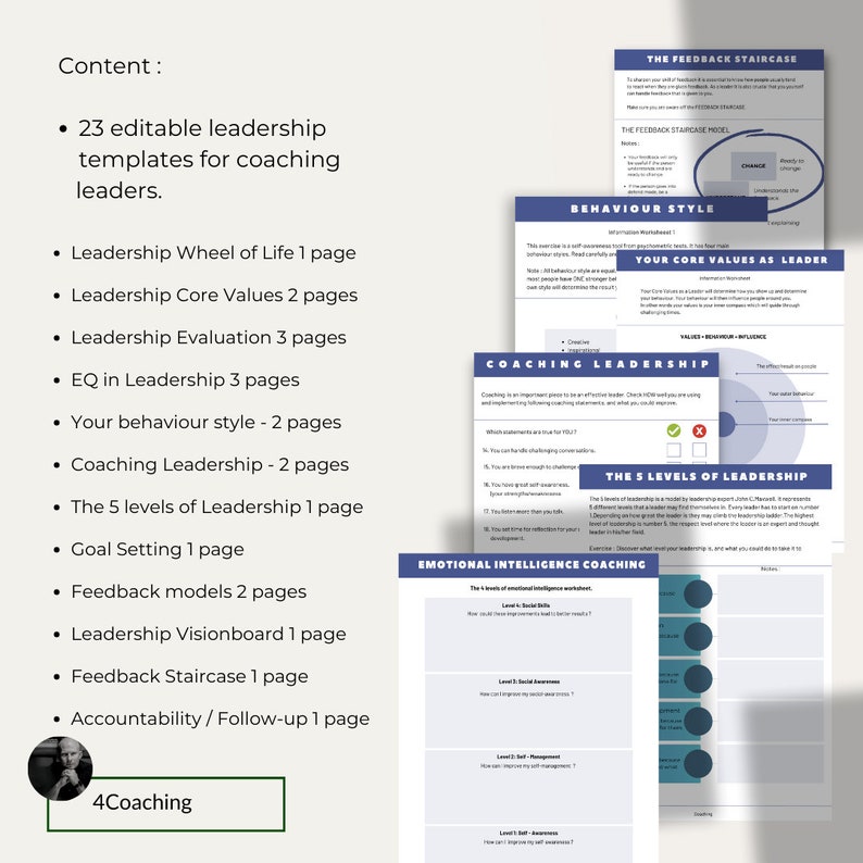 Leadership Coaching Worksheet I Business Coaching Template I Career ...