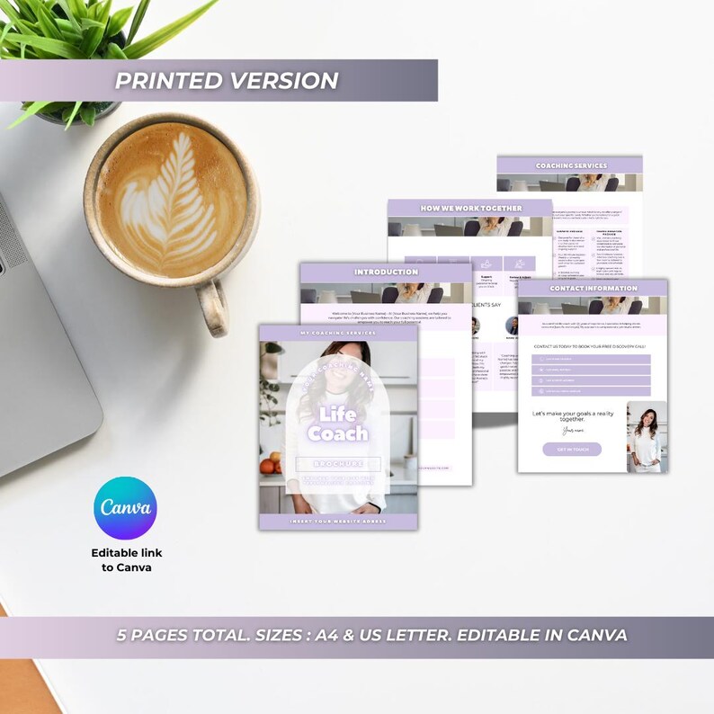 Life Coach Brochure Canva Template, Coaching Business Information Guide ...