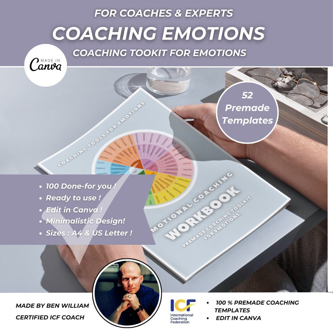 Feeling Wheel Canva Template, Premade Coaching Emotions Worksheet ...