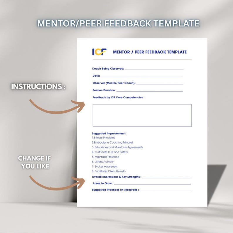 ICF Coaching Competency Checklist Canva Template | Editable Coach Tool ...