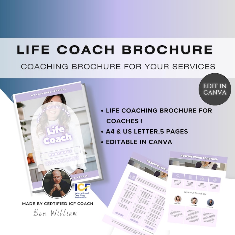 Life Coach Brochure Canva Template, Coaching Business Information Guide ...