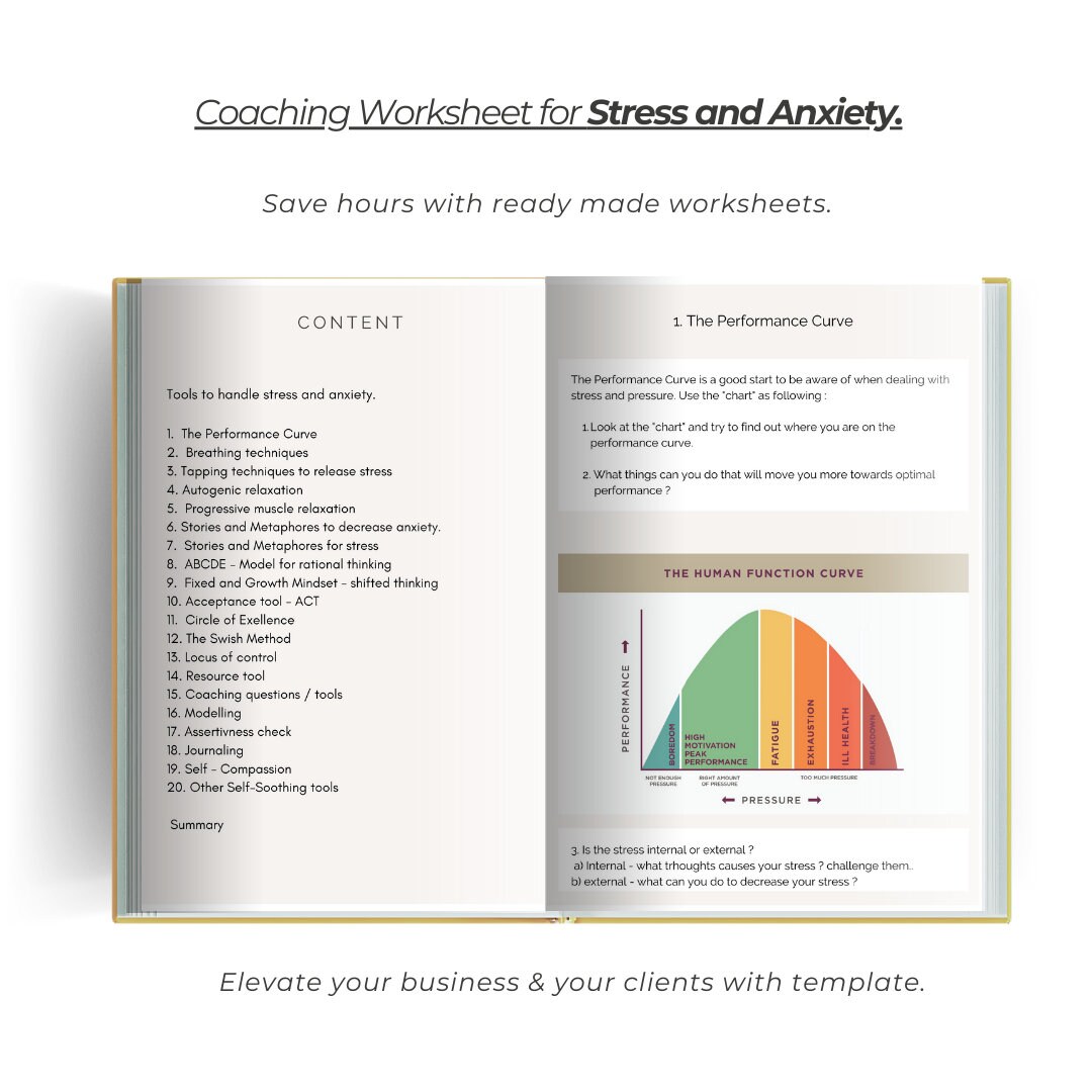Lifecoach Templates, Anxiety Worksheet, Coaching Template, Lifecoaching ...
