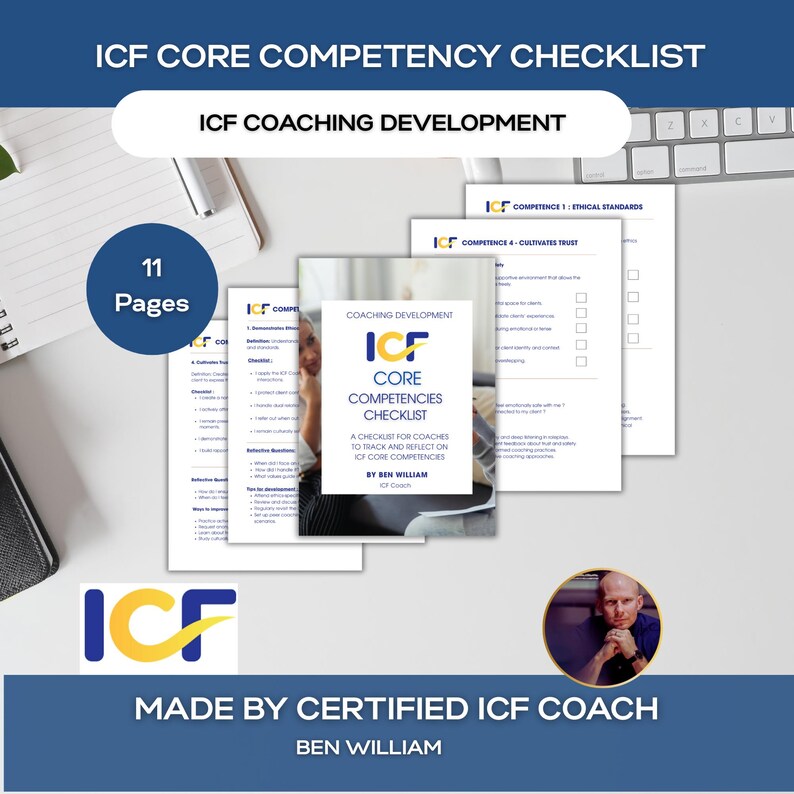 ICF Coaching Competency Checklist Canva Template | Editable Coach Tool Reflection Journal Peer ...