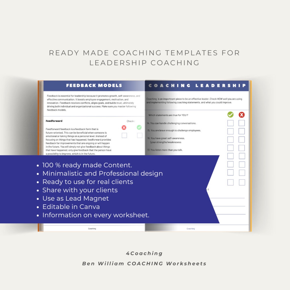 Leadership Coaching Worksheet I Business Coaching Template I Career ...
