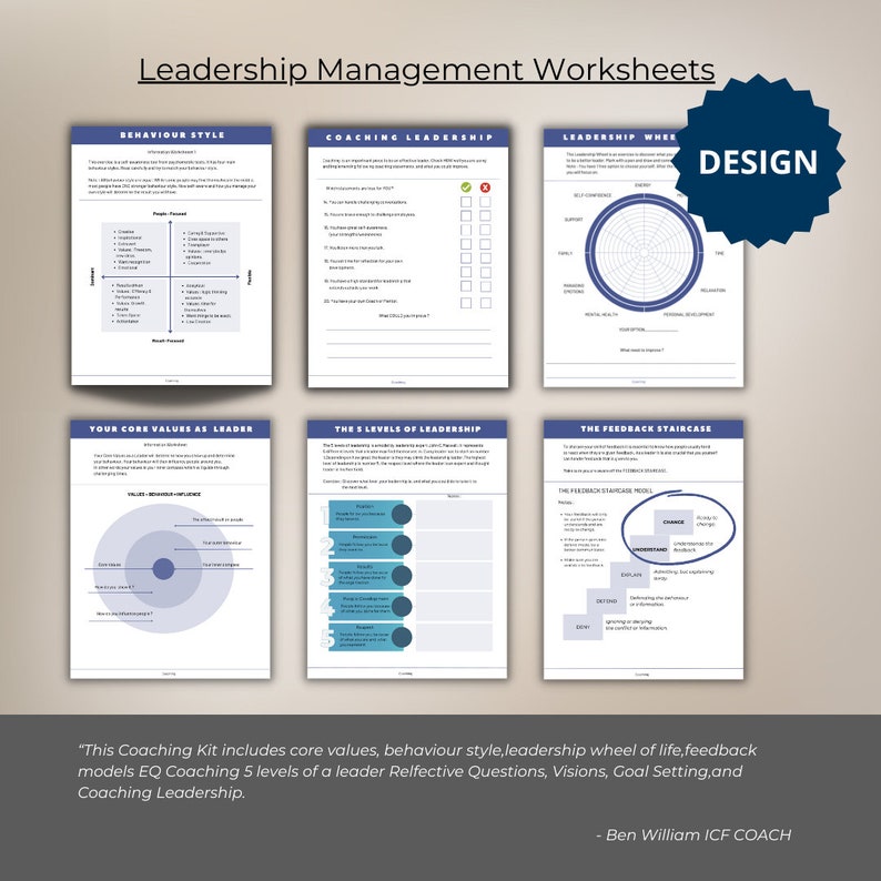 Leadership Coaching Template Kit, Coaching Leaders Worksheet ...
