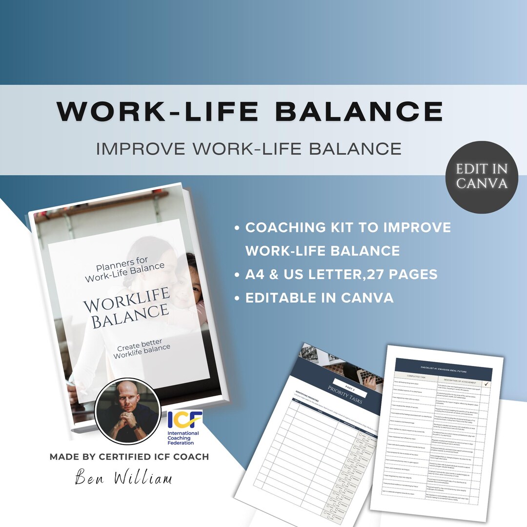 Work-life Balance Coaching Workbook Editable Coach Kit for Managing ...