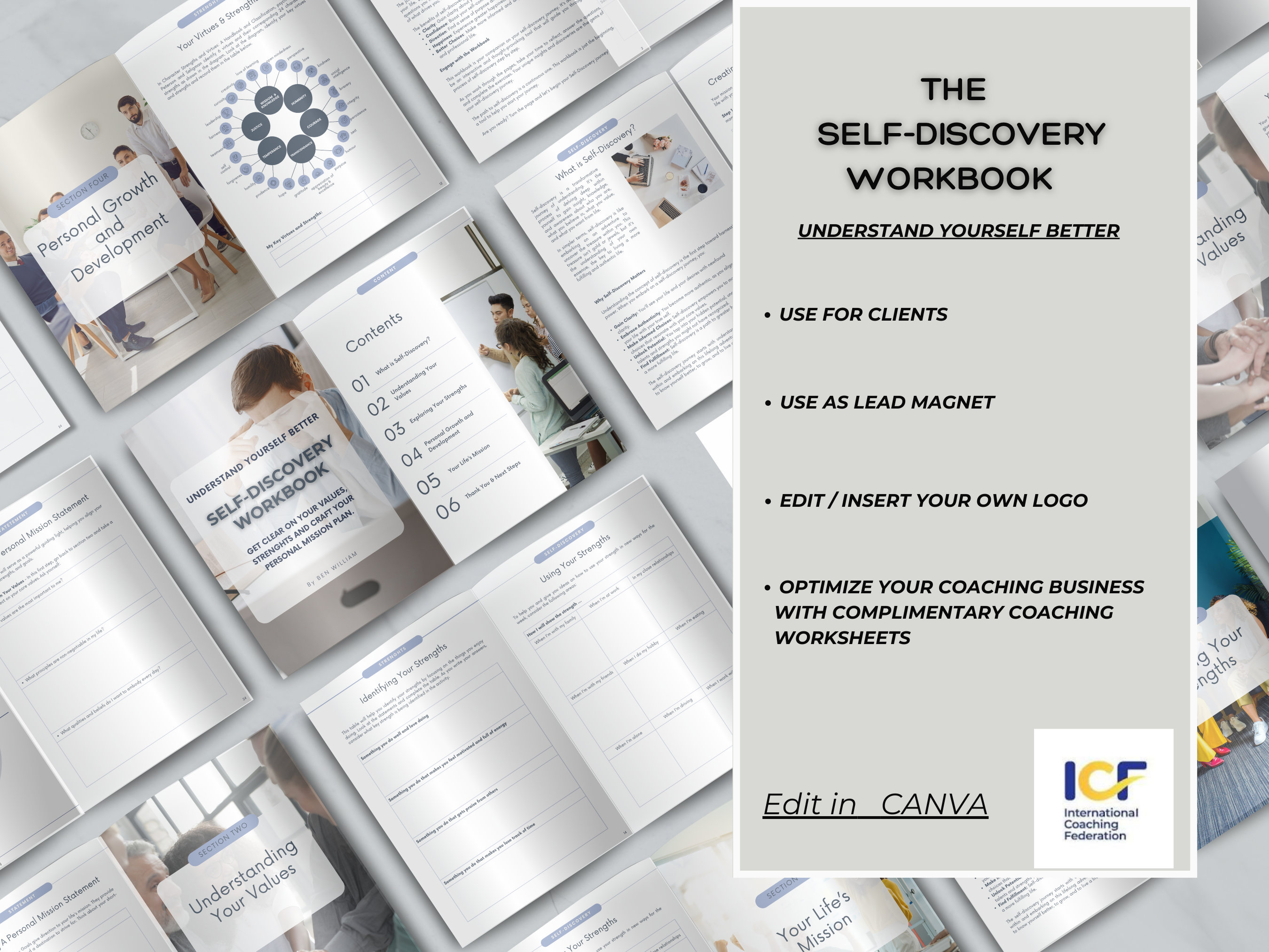 Self-discovery Canva Coaching Template, Core Values Workbook, Coaching ...