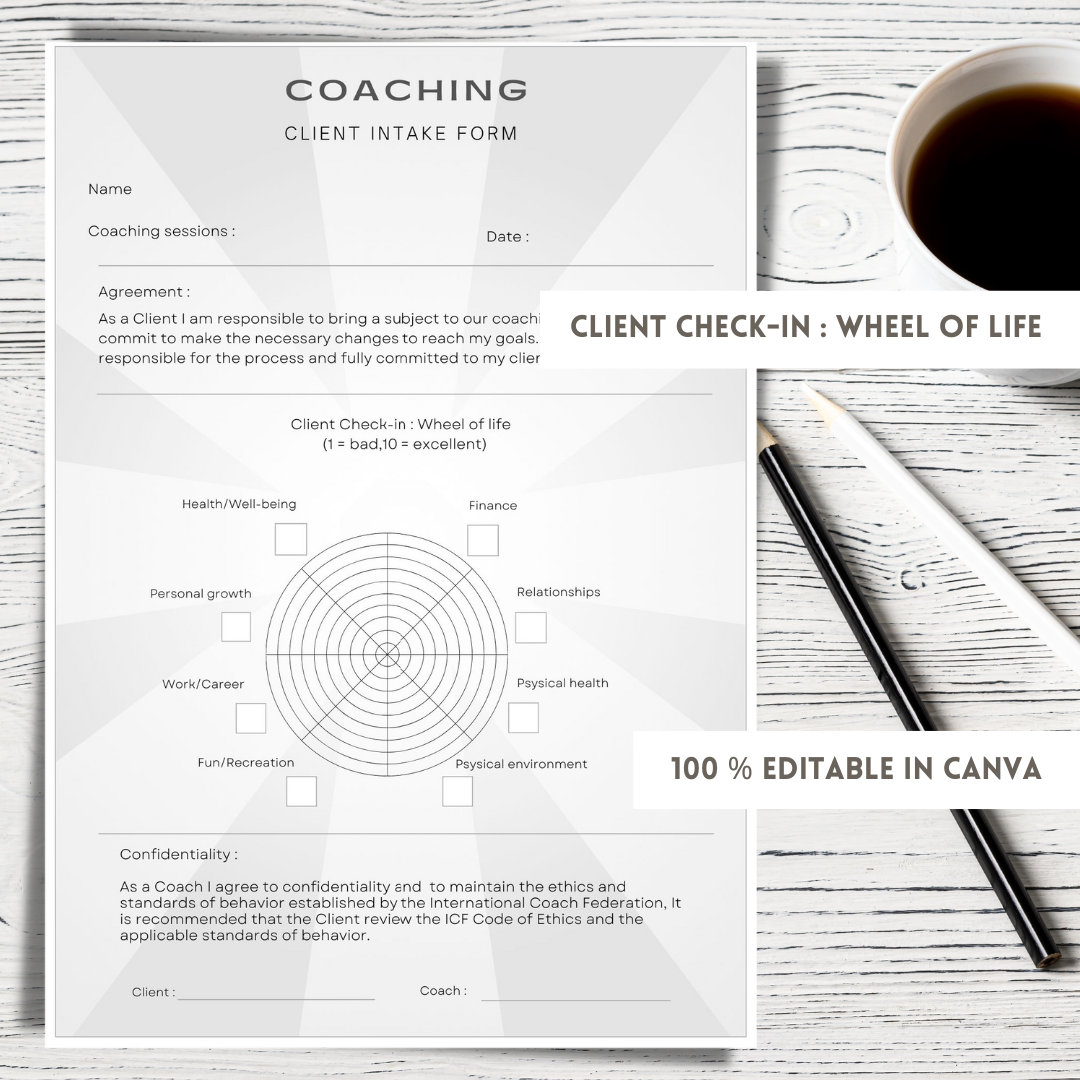 Coaching Intake Form,client Onboarding,client Log,coach Log,wheel of ...