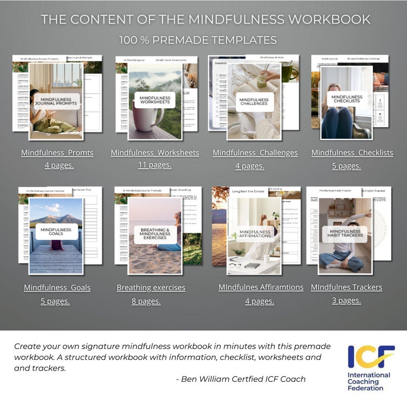 Mindfulness and Meditation Coaching Workbook Journal, Wellness Coach ...