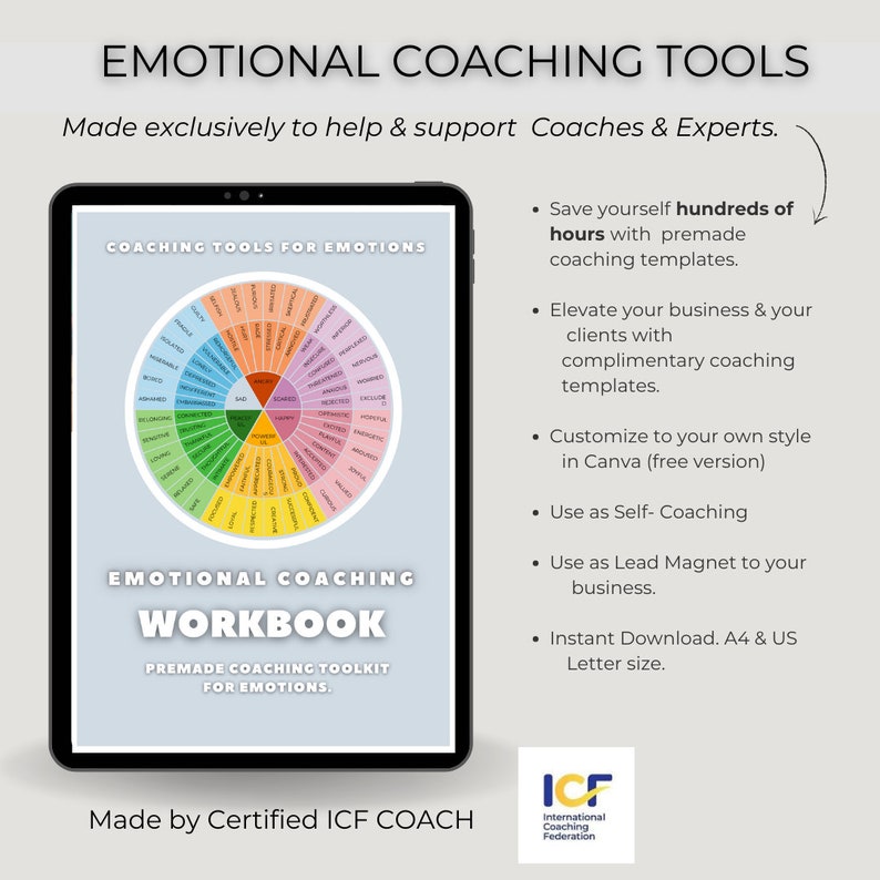 Feeling Wheel Canva Template, Premade Coaching Emotions Worksheet ...