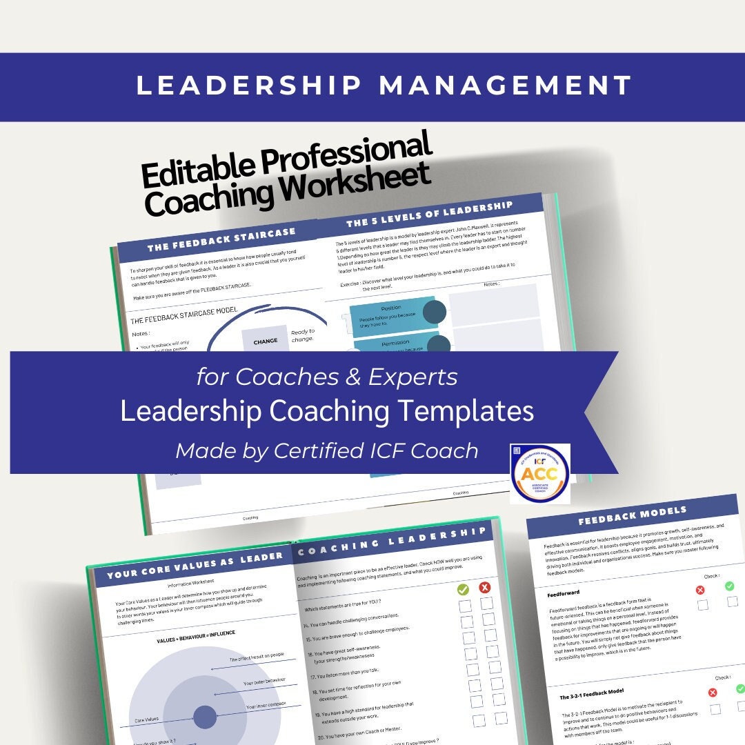 Leadership Coaching Worksheet I Business Coaching Template I Career ...