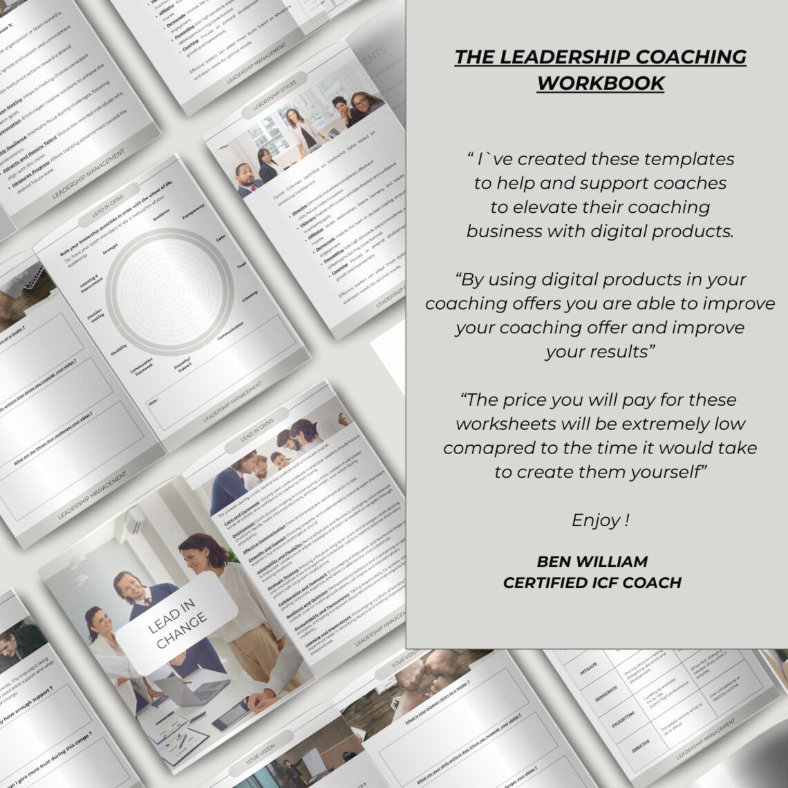 Leadership Coaching Workbook, Business Coaching Worksheets for Leaders ...