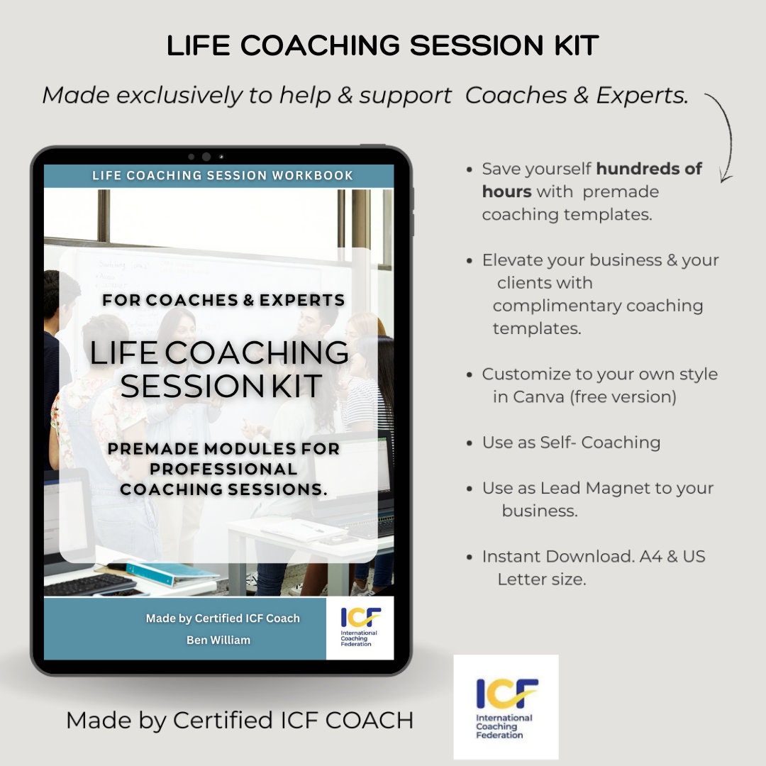 Coaching Session Template, Life Coaching Toolkit Course , Premade ...