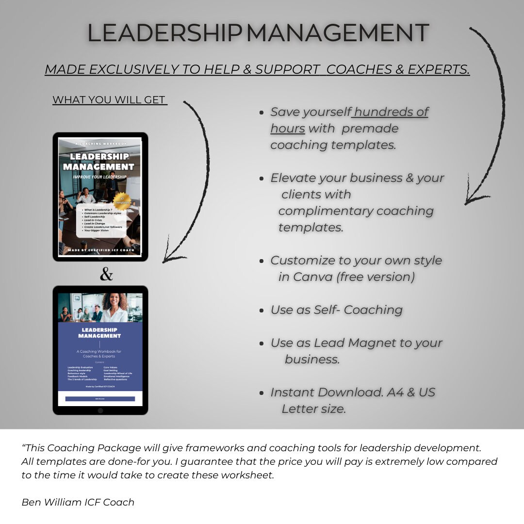 Leadership Coaching Template Kit, Coaching Leaders Worksheet ...