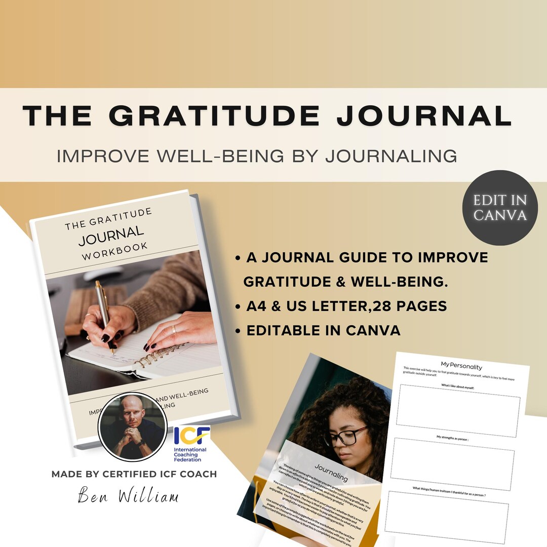 Gratitude Journal Coaching Workbook. Gratitude Editable Bundle ...