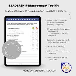 Leadership Coaching Worksheet I Business Coaching Template I Career ...