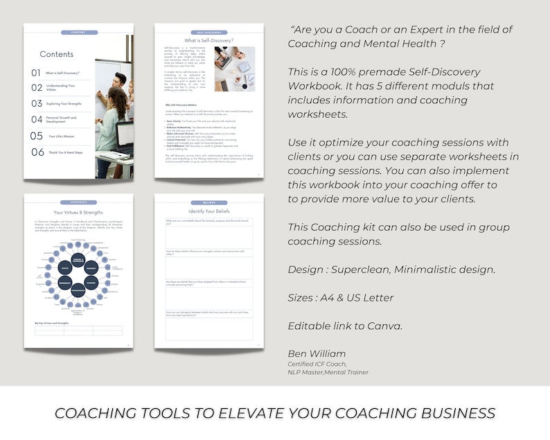Self-discovery Canva Coaching Template, Core Values Workbook, Coaching ...