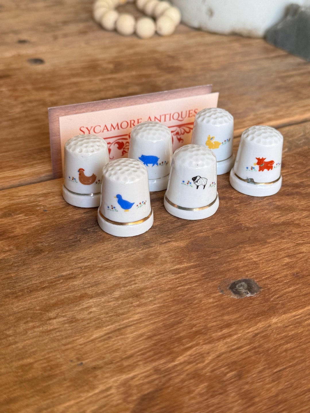 Vintage Porcelain Farm Animal Thimbles: MCM Kitchen Decor, Set of 6 - Etsy