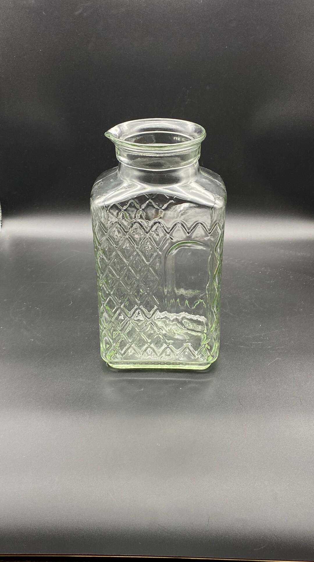 Vintage Glass Pour Pitcher 64oz. Anchor Hocking Diamond Pattern Wedding ...