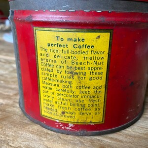 Beech Nut Coffee Tin Red Coffee Tin One Pound Tin Beech Nut Coffee ...