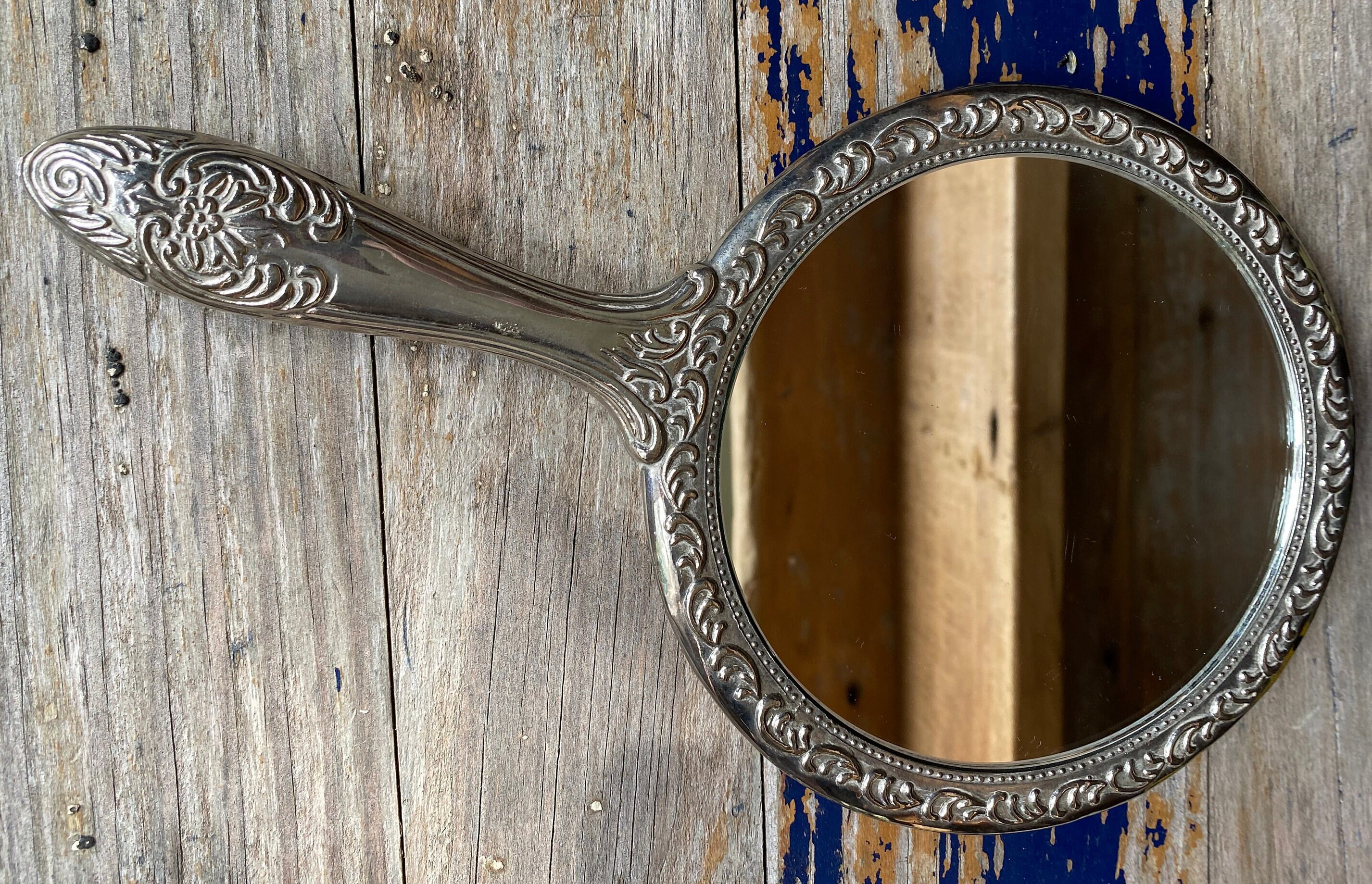 Vintage Victorian Styled Hand Mirror Silver Colored Mirror Bedroom ...