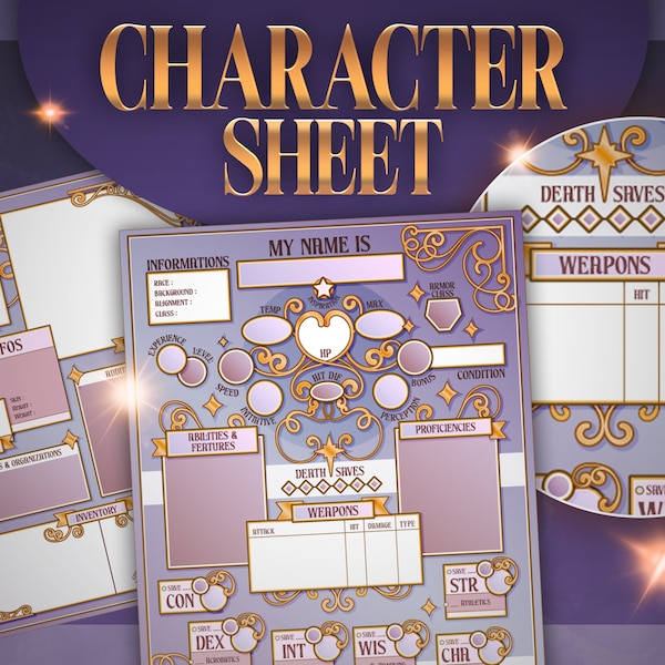 Purple 5e Character Sheet - Etsy