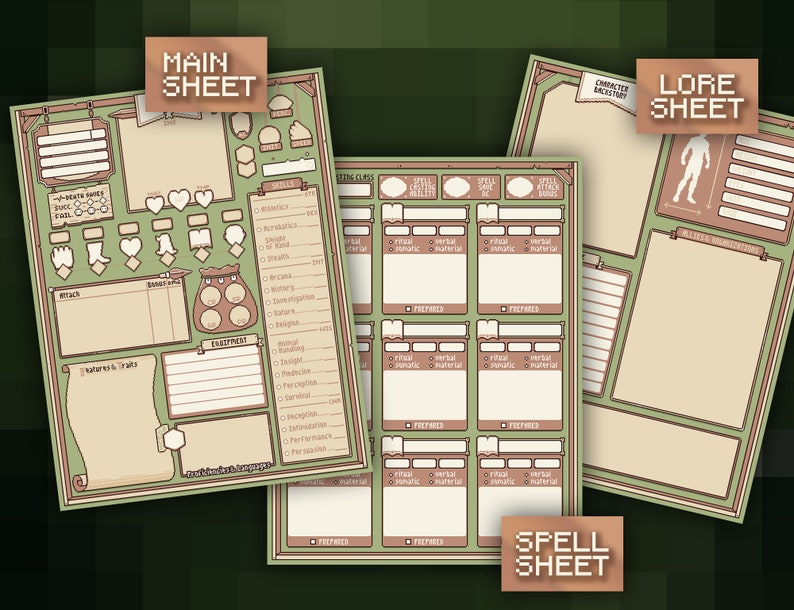 Pixel Art Dnd 5E Character Sheet: Editable & Fillable (digital Download ...