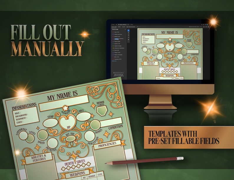 Elegant Green Dnd 5E Character Sheet: Fillable RPG (digital Download ...