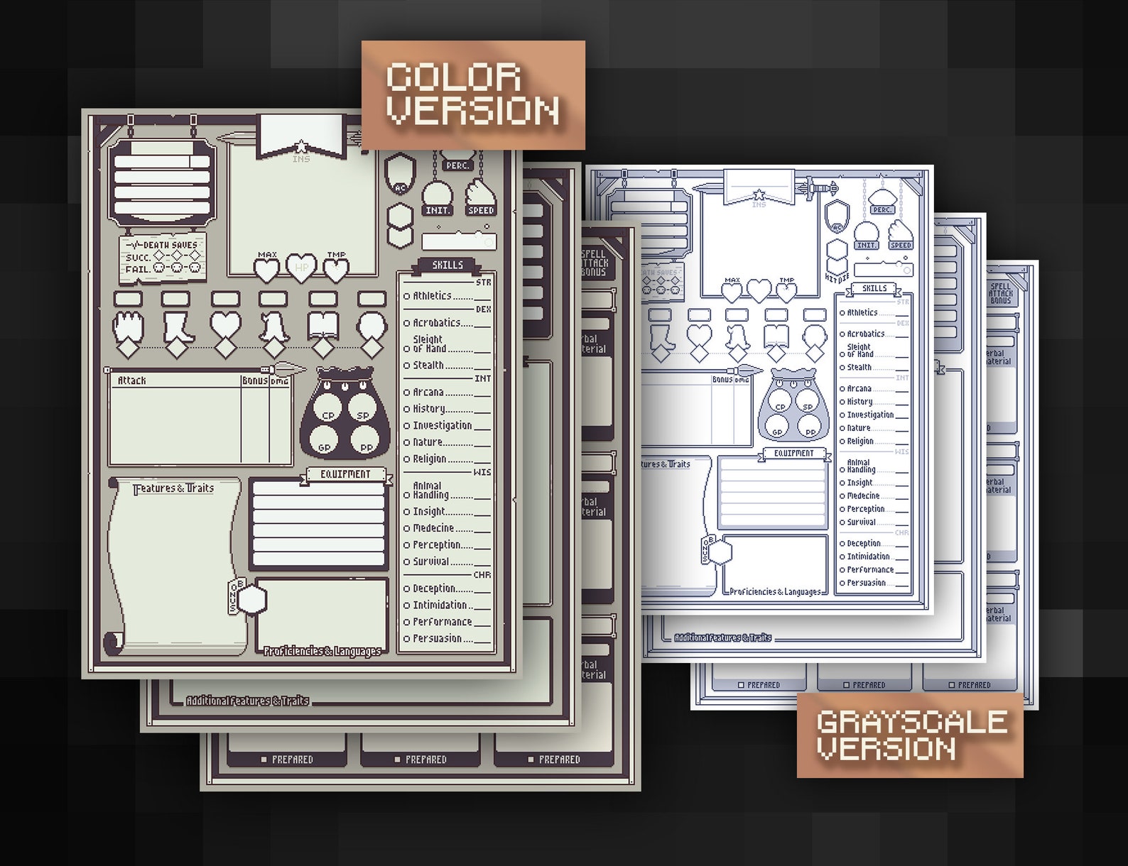 Pixel Art Dnd 5E Character Sheet: Editable & Fillable (digital Download ...