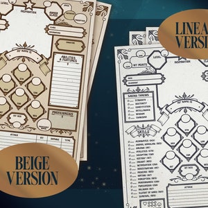 Dnd 5E Character Sheet: Editable, Fillable, Color & Lineart (digital ...