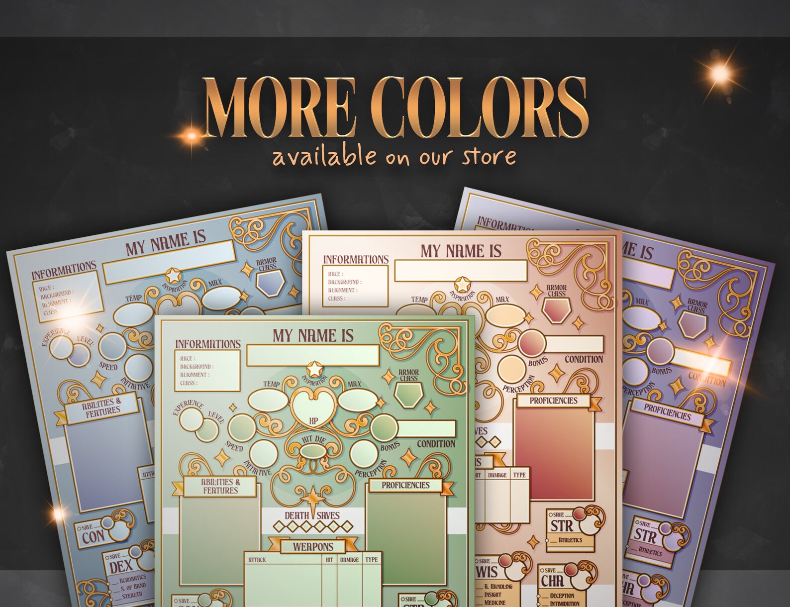 Elegant Purple Dnd 5E Character Sheet: Fillable RPG (digital Download ...