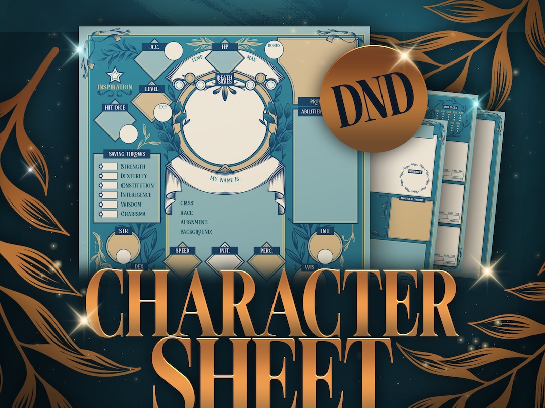 Dnd 5E Character Sheet Digital Download, Natural, Elf, Flowers ...