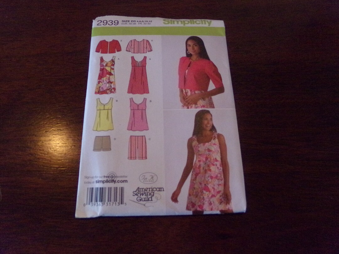 Simplicity 2939 Womens Dress Jacket Shorts Sewing Pattern Size 4 6 8 10 ...
