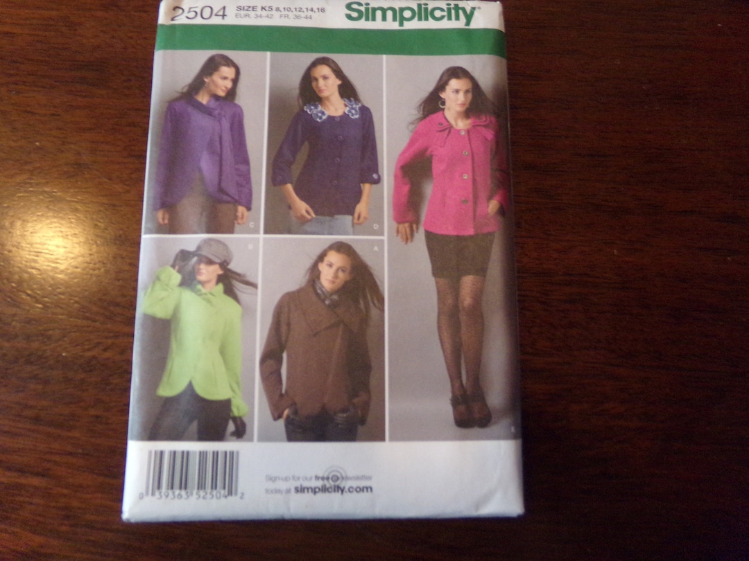 Simplicity Sewing Pattern 2504 Misses Jackets, Size K5 8-10-12-14-16 ...