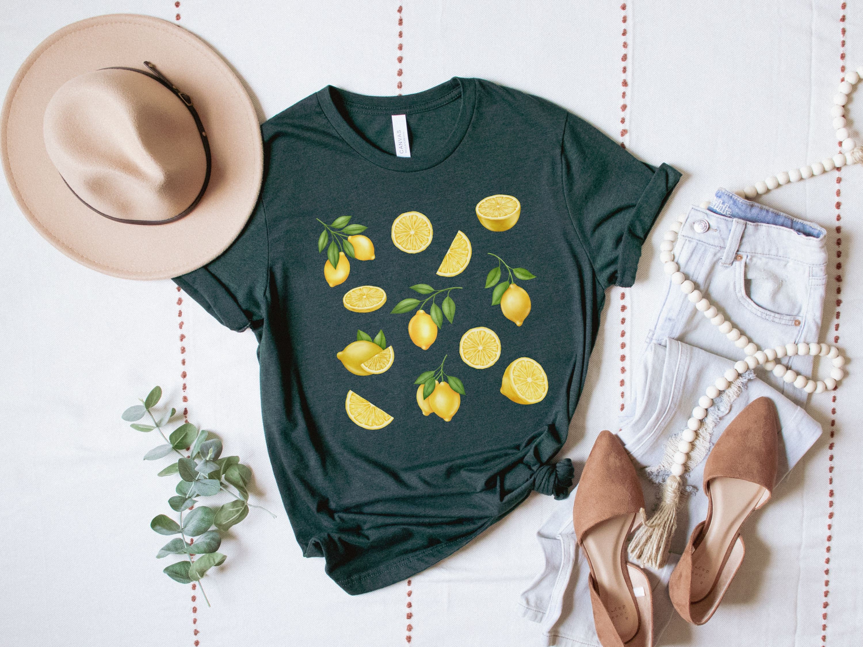Lemon Fruit Shirt, Citrus Shirt, Cottagecore Clothing, Botanical Shirt ...