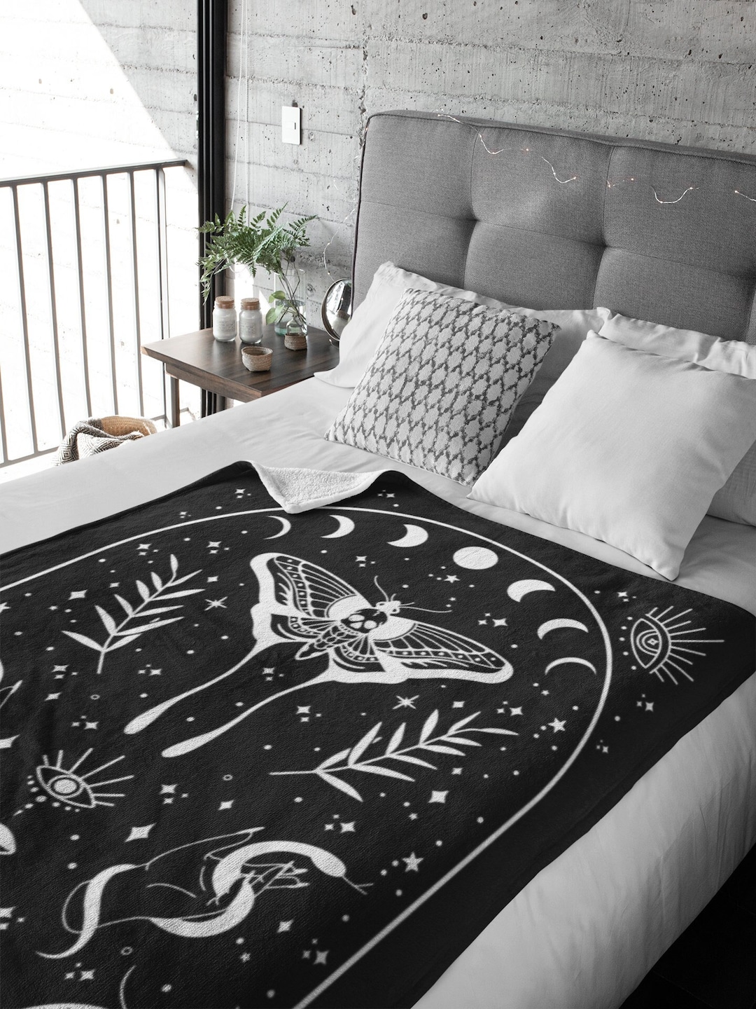 Death Moth Blanket, Mystical Moth Blanket, Witchy Throw Blanket, Moon ...